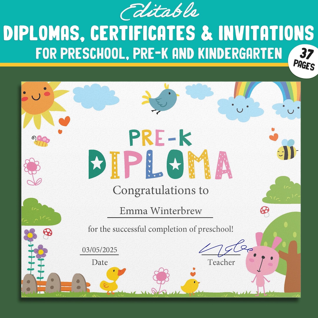 37 Editable Pre-k Completion Certificates, Kindergarten, Preschool ...