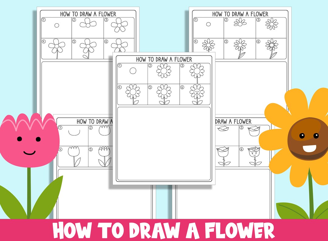 Learn How to Draw a Flower, Directed Drawing Step by Step Tutorial ...