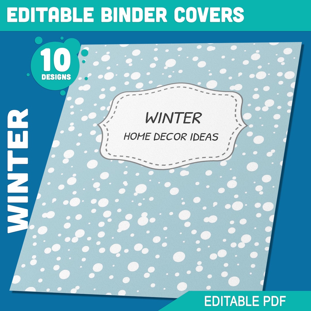 Holiday Planner Cover, 10 Editable Binder Covers and Spines Winter ...