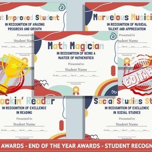 Editable Classroom Certificates - End of the Year Awards - Student ...