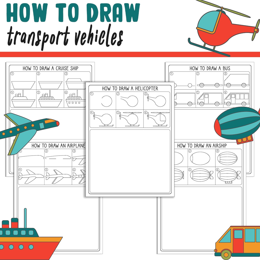 Learn How to Draw Transport Vehicles (helicopter, Airplane, Airship ...