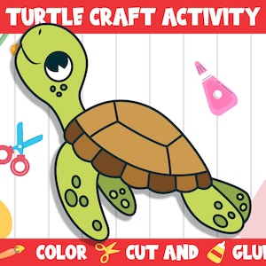 Cute Turtle Craft Activity - Color, Cut, and Glue for Prek to 2nd Grade ...