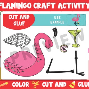 Cute Flamingo Craft Activity - Color, Cut, and Glue for Prek to 2nd ...