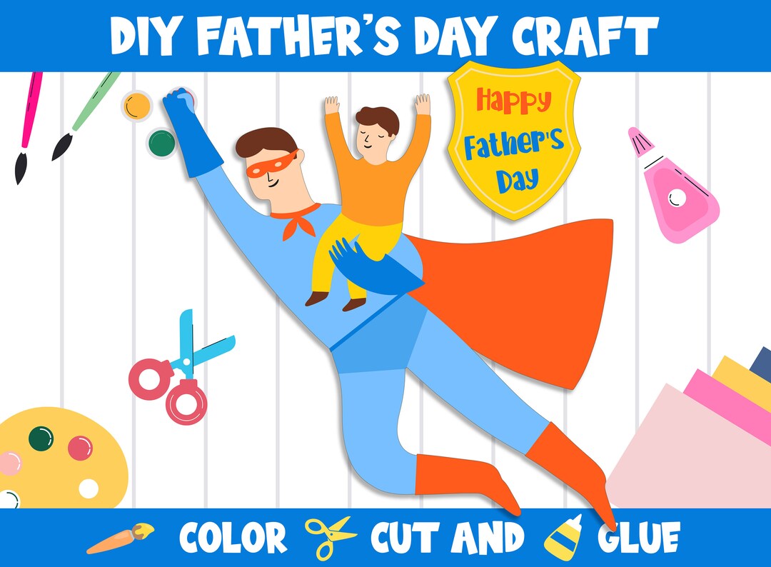 DIY Father's Day Craft Activity - Color, Cut, and Glue for Prek to 2nd ...