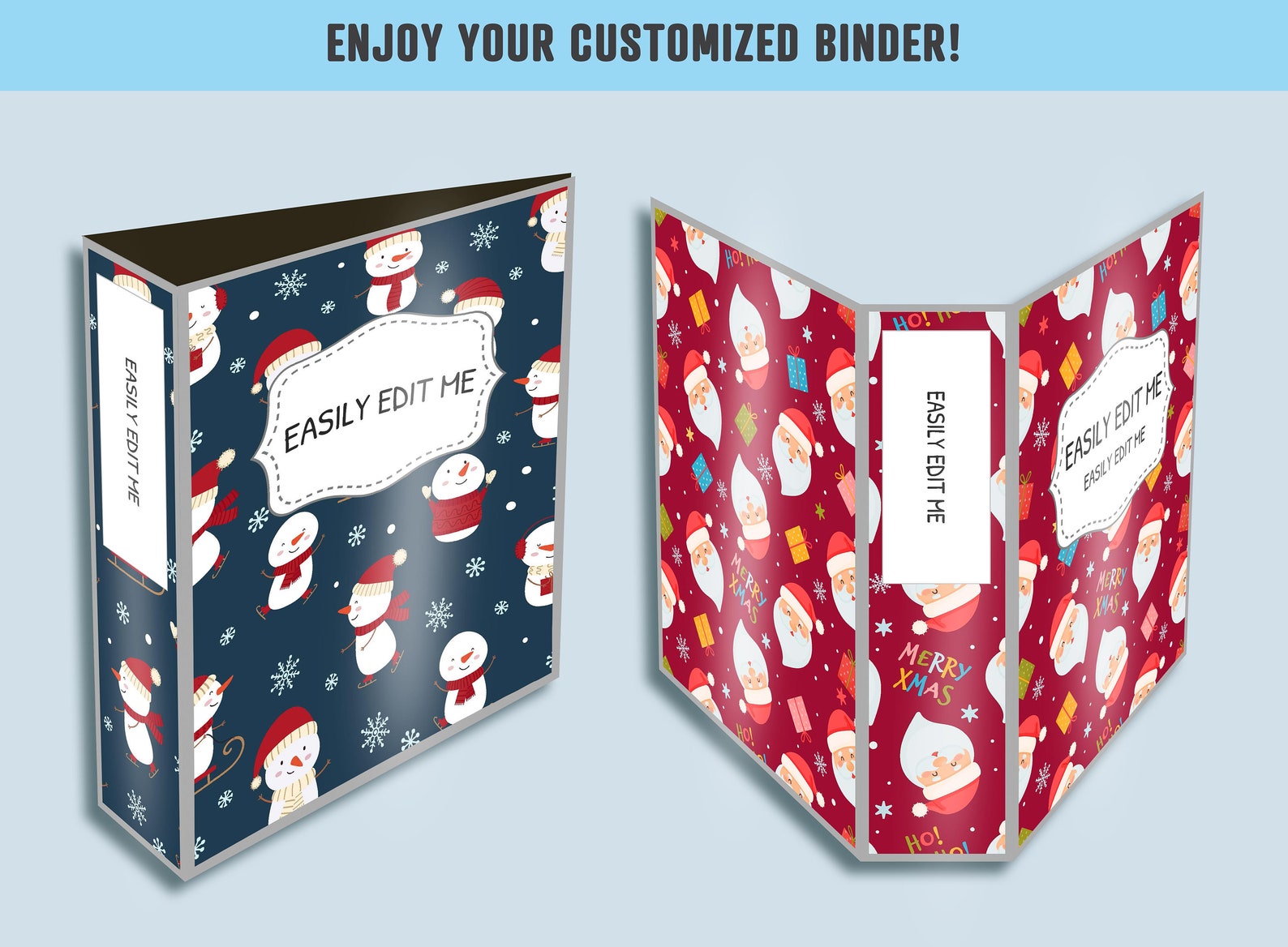 Christmas Gifts Santa Snowmen Candy Binder Cover, 10 Printable/editable ...