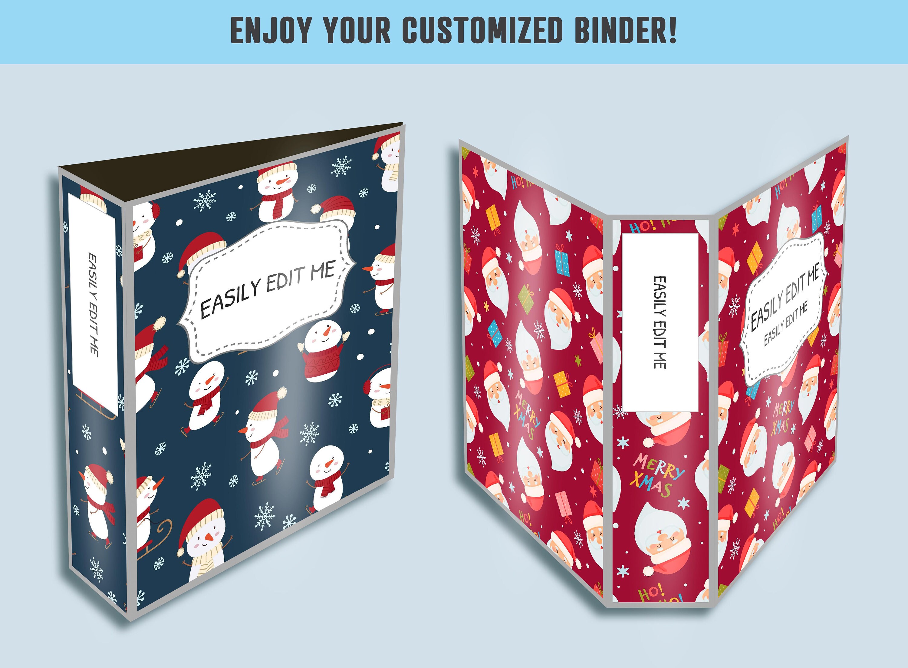 Christmas Gifts Santa Snowmen Candy Binder Cover, 10 Printable/editable ...