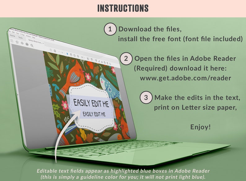 Various Birds Binder Cover 10 Printable/editable Binder - Etsy