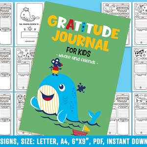 Gratitude Journal for Kids Whale & Friends, Daily Journal Prompts, 10 ...