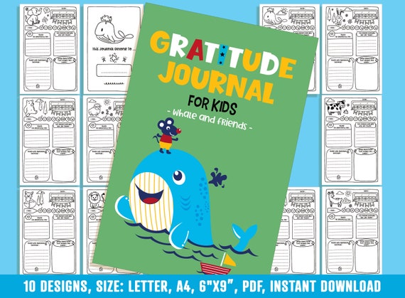 Gratitude Journal for Kids Whale & Friends Daily Journal | Etsy