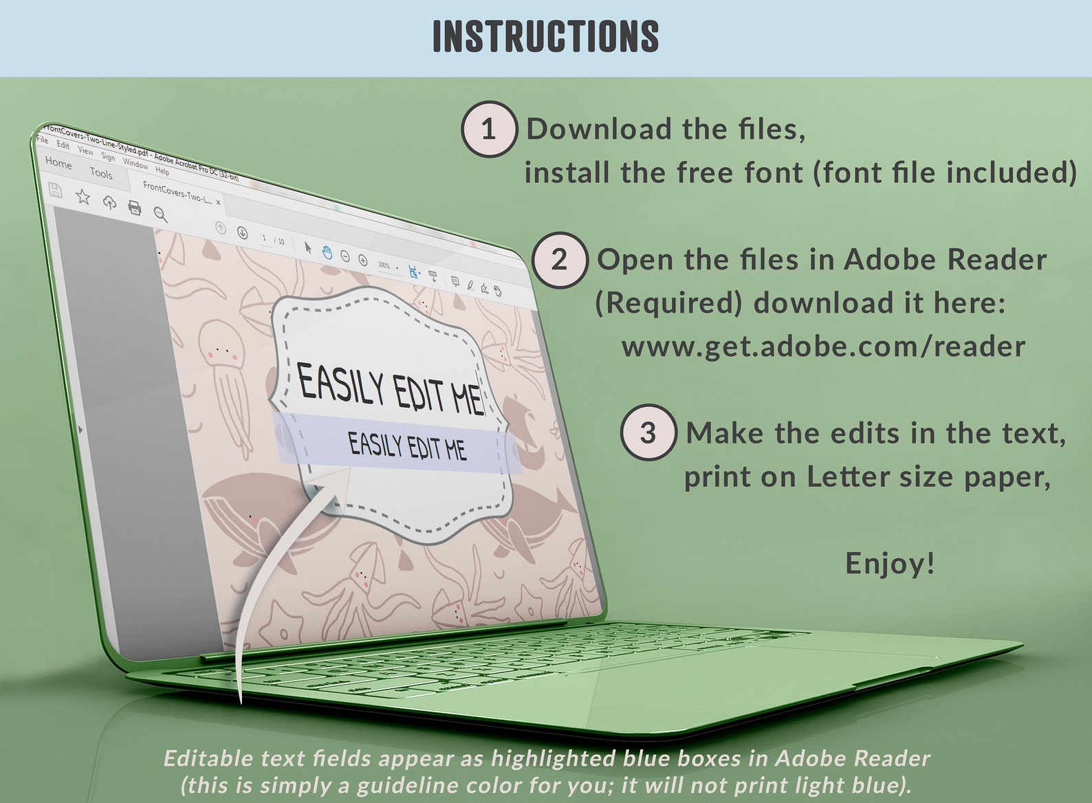 Binder Cover Animal, 10 Printable/editable Coversspines, Binder Inserts ...