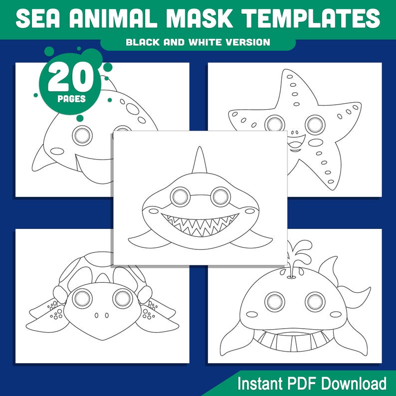 Printable Sea Animal Mask Templates: 20 Fun DIY Crafts for Kids, Pre ...