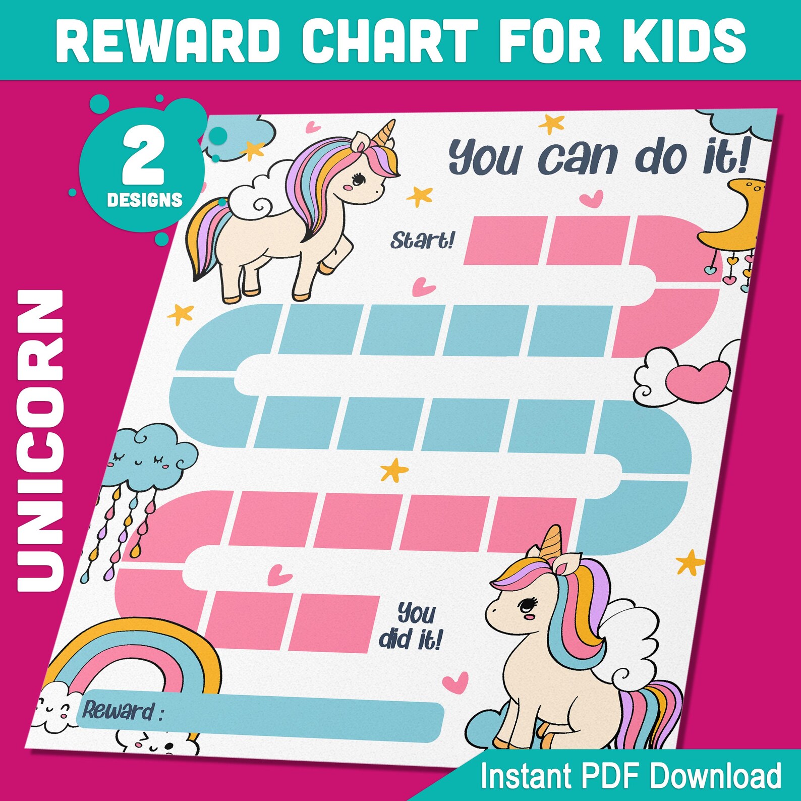 Printable Unicorn Reward Chart for Kids: Encourage Positive Behavior ...