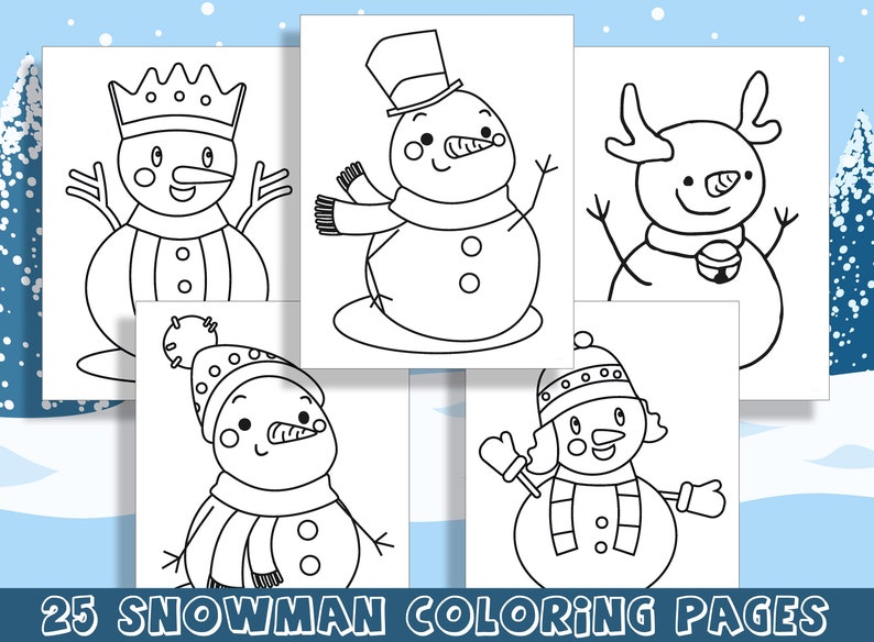 25 Adorable Snowman Coloring Pages for Preschool and Kindergarten, PDF ...