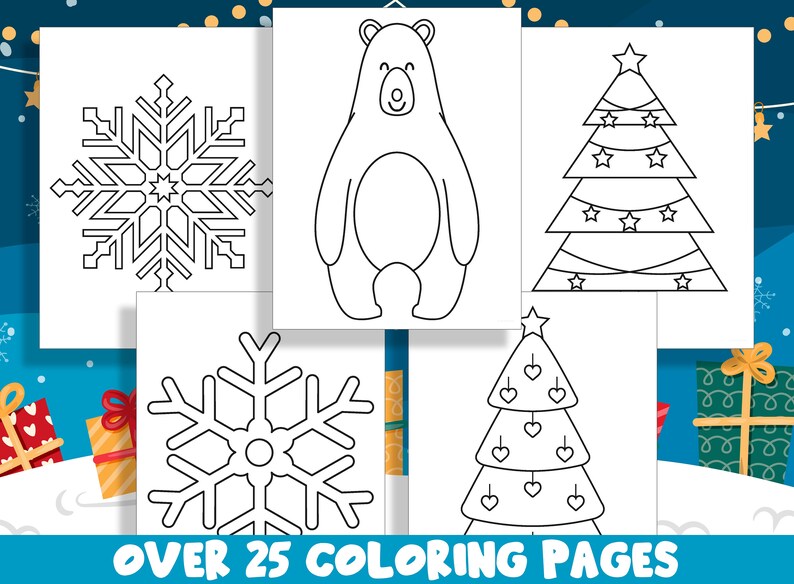 Simple Christmas Coloring Pages: 25 Printable Holiday Pages for ...
