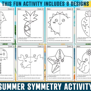 Summer Symmetry Worksheet, Summer Theme Lines of Symmetry Activity, 24 ...