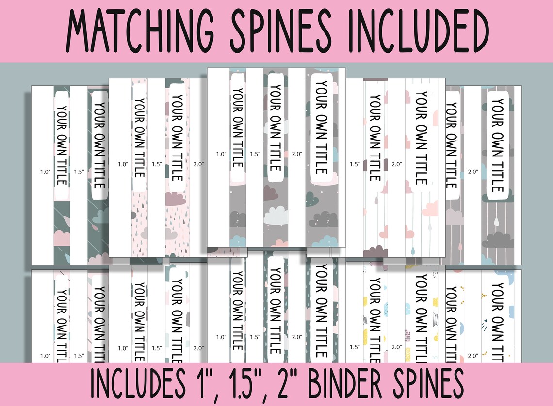 10 Editable Clouds Pattern Binder Covers Includes 1 1.5 - Etsy