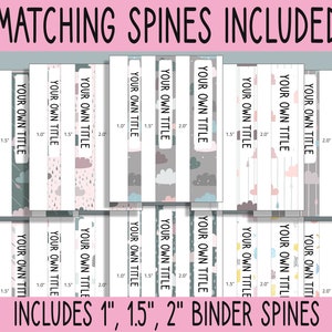 10 Editable Clouds Pattern Binder Covers, Includes 1, 1.5, 2" Spines ...