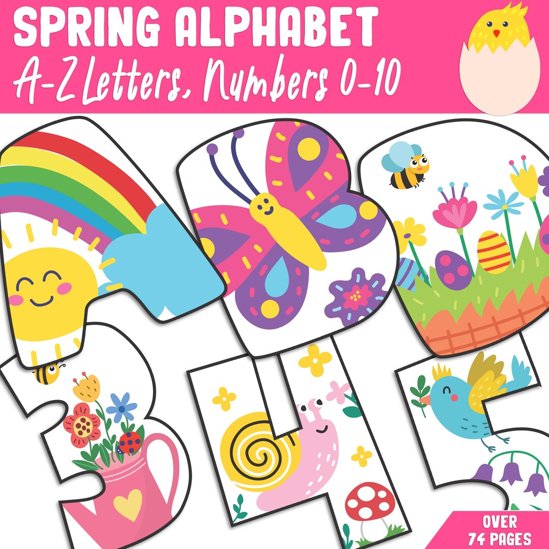 Spring Alphabet and Numbers: A-Z, 0-10, 1 or 2 per Page Templates for ...