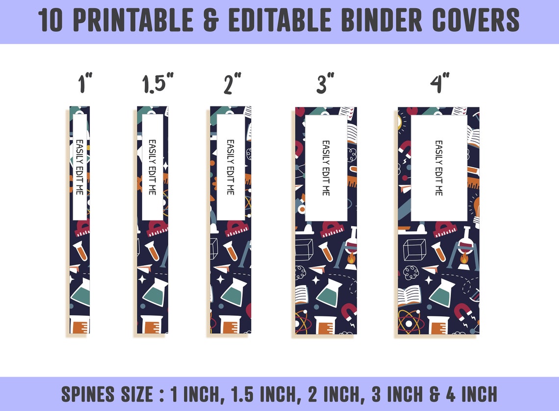 Science Binder Cover 10 Printable & Editable Coversspines - Etsy
