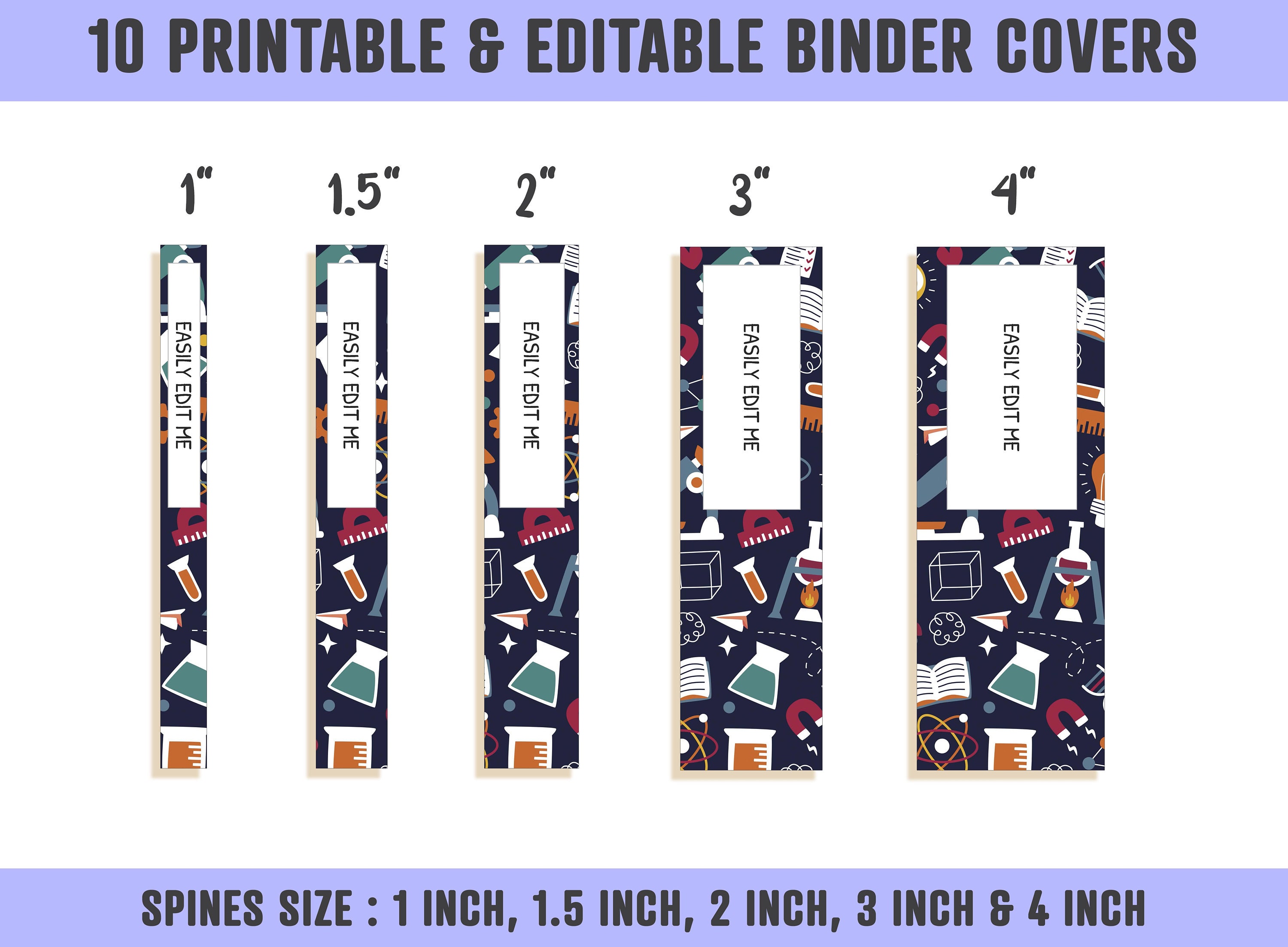 Science Binder Cover, 10 Printable & Editable Coversspines, Binder ...