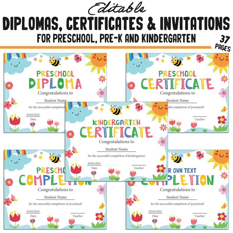 Diplomas, certificados y plantillas de invitación imprimibles de ...
