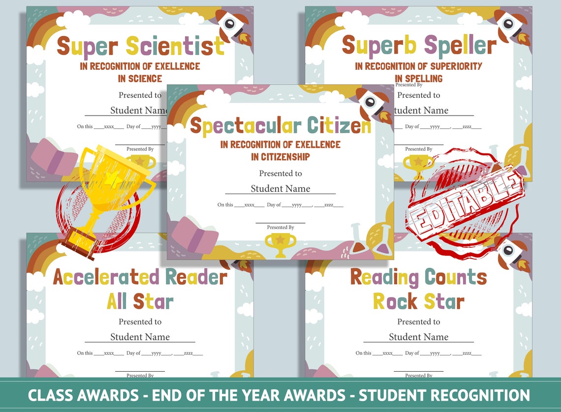 Editable Class Awards End of Year End of the Year Awards - Etsy