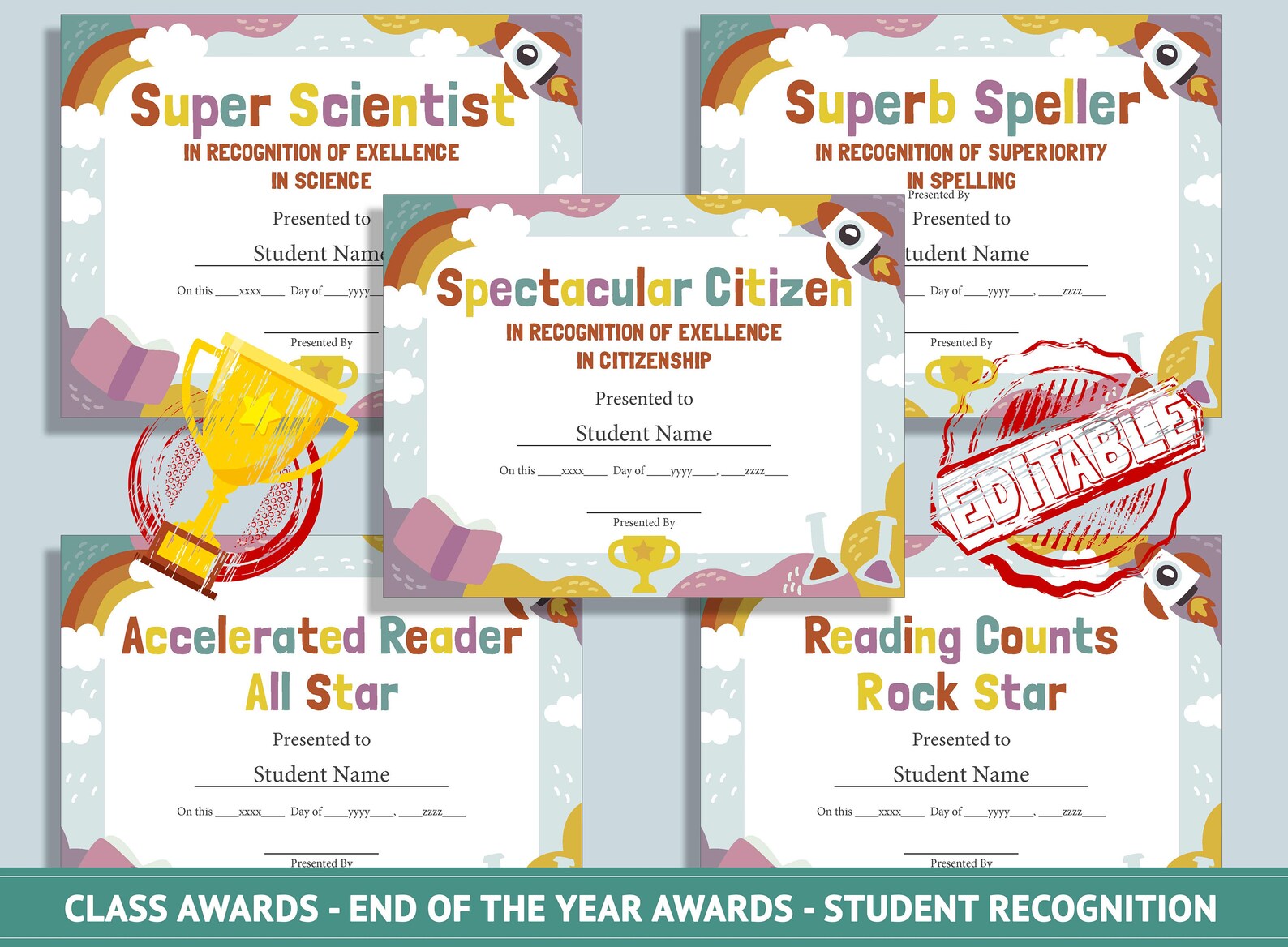 Editable Class Awards End of Year End of the Year Awards Student ...