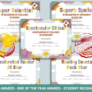 Editable Class Awards End of Year - End of the Year Awards - Student ...
