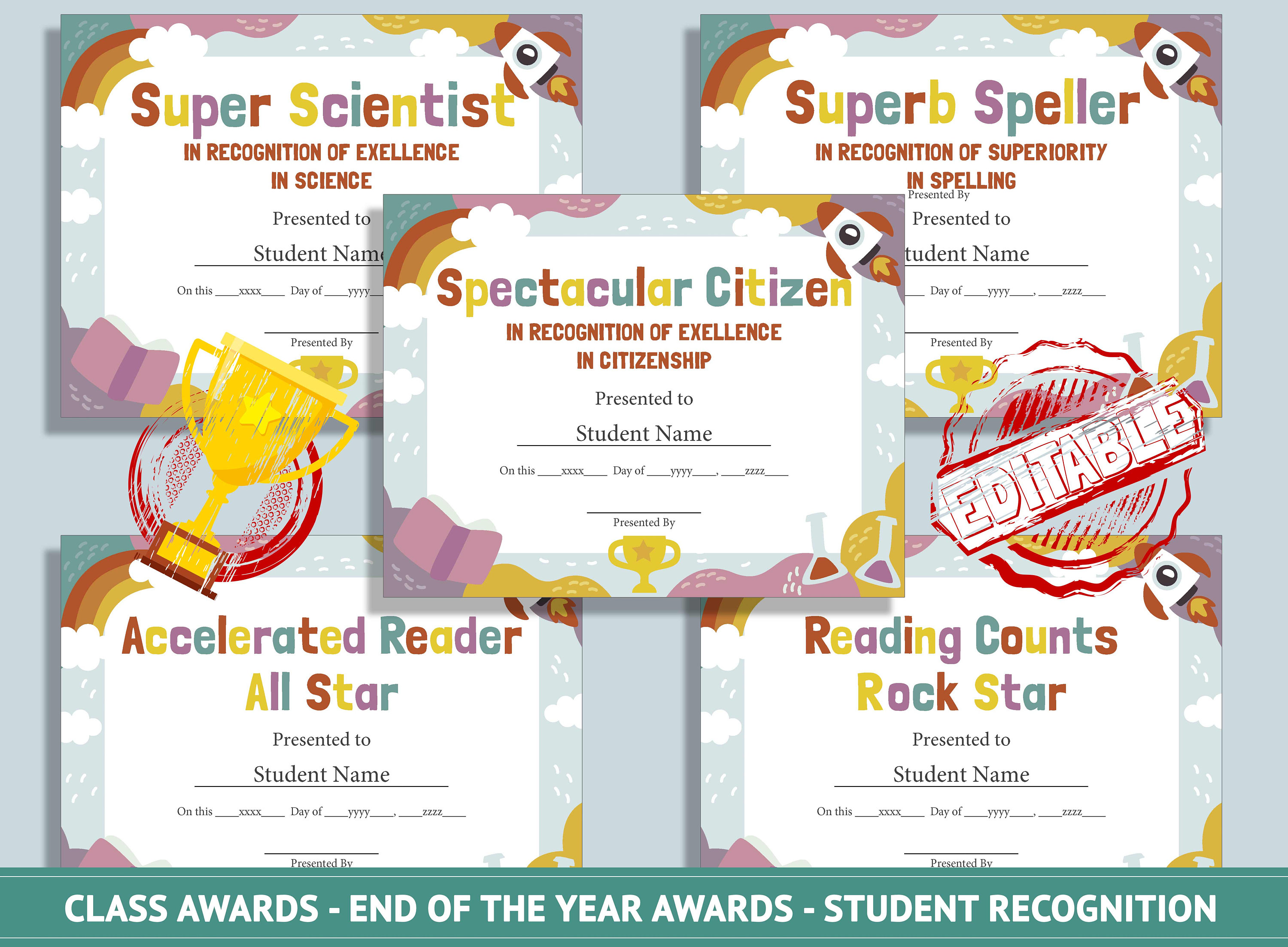 Editable Class Awards End of Year End of the Year Awards Student ...