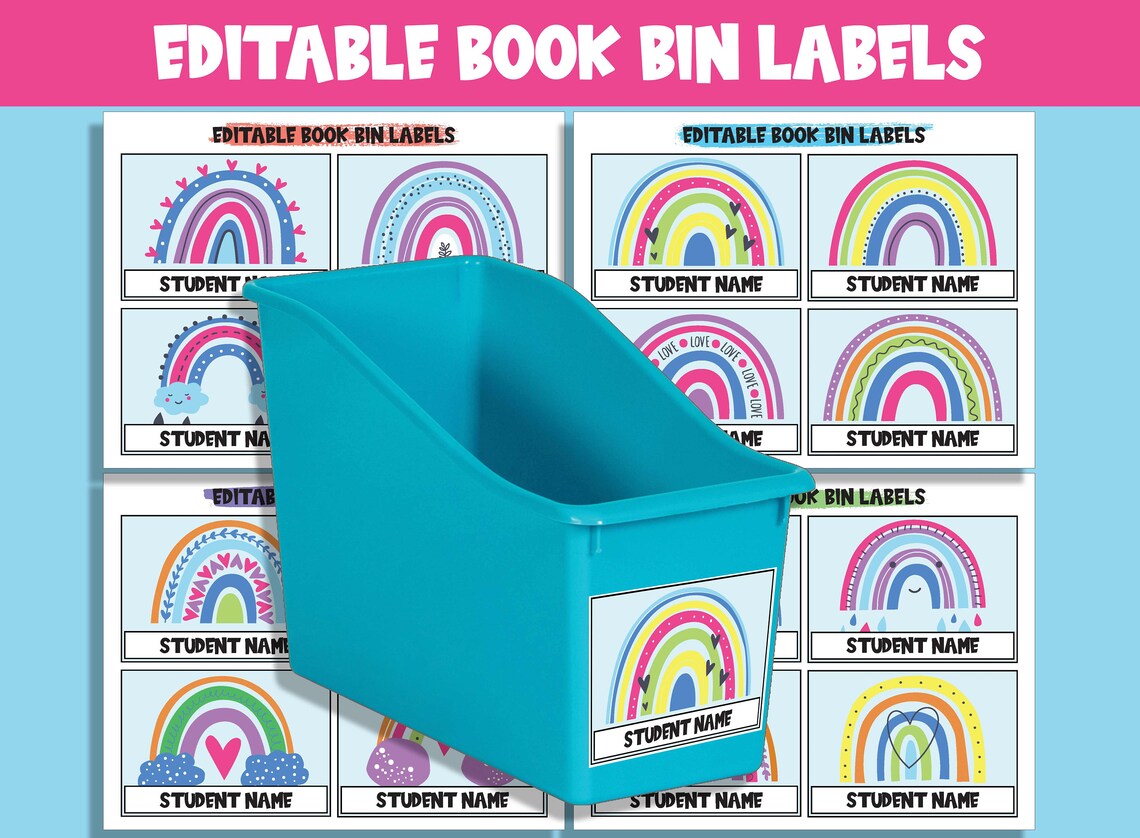 Editable Rainbow Book Bin Labels: 16 Customizable Designs for Perfect ...