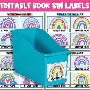 Editable Rainbow Book Bin Labels: 16 Customizable Designs for Perfect ...