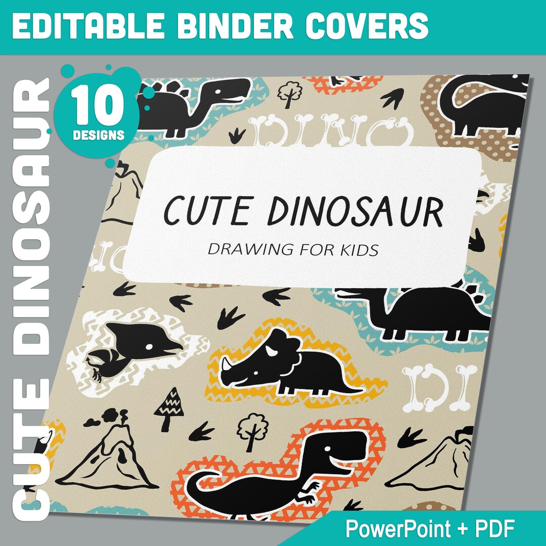10 Editable Cute Dinosaur Binder Covers, Includes 1, 1.5, 2" Spines ...