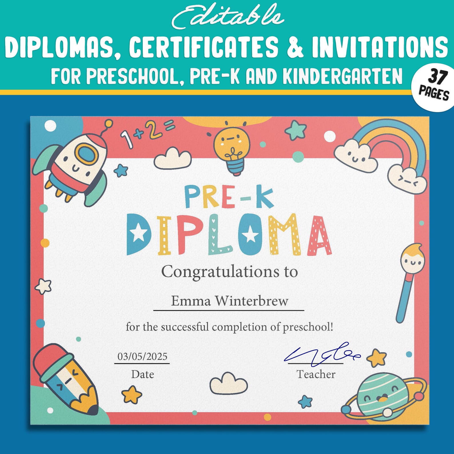 Editable End of Year Awards for Pre-k or Kindergarten Graduation ...