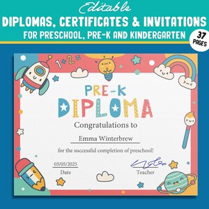 Editable End of Year Awards for Pre-k or Kindergarten Graduation ...