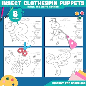 Insect Clothespin Puppets for Kids, 8-page Printable Craft With ...