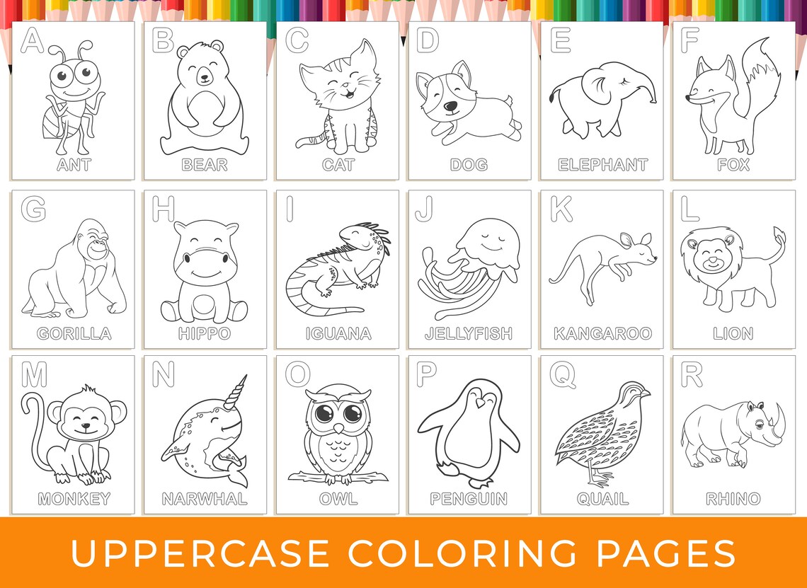 Alphabet Coloring Pages 52 Printable Animal Alphabet Coloring Pages for ...