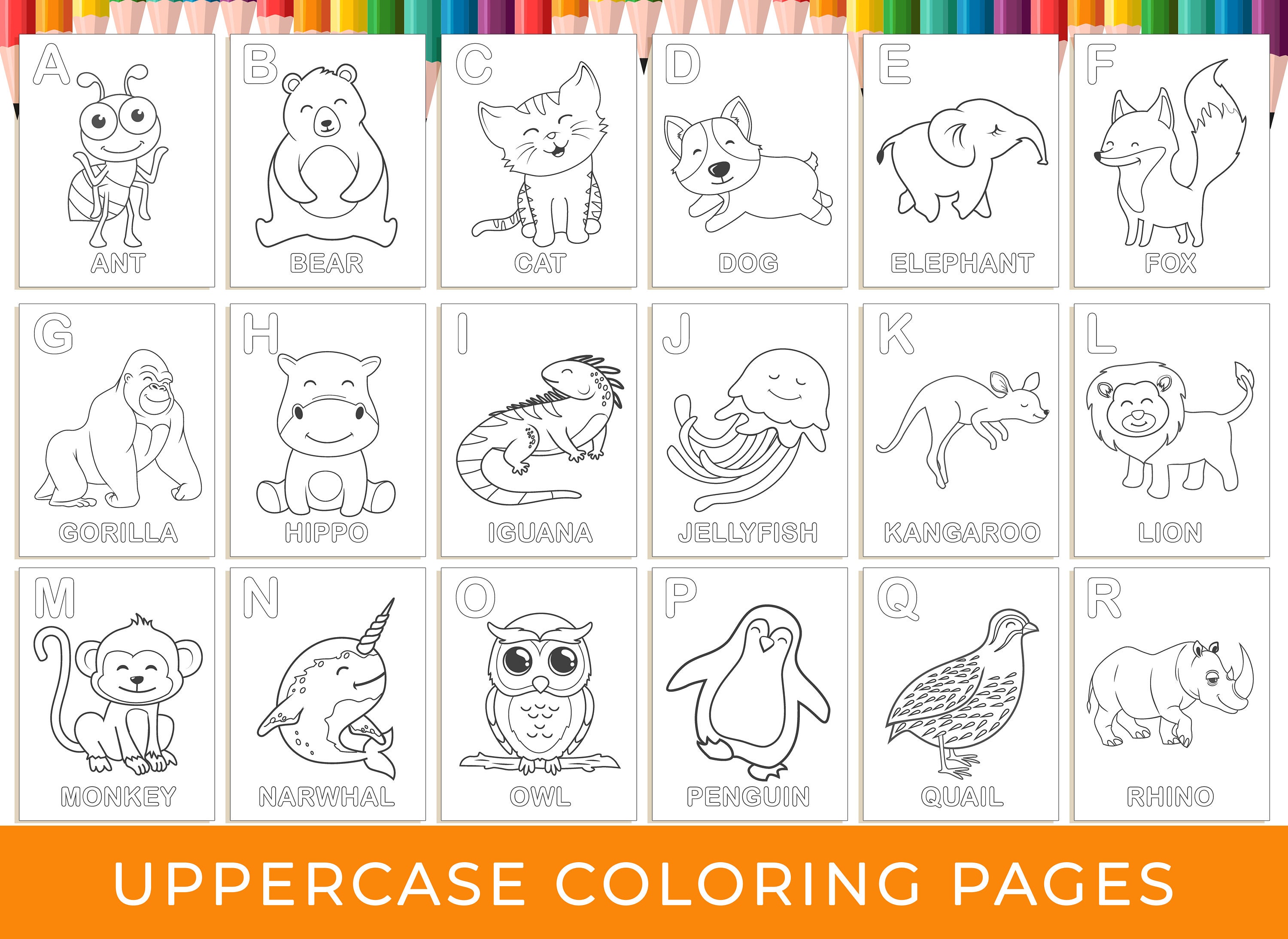 Alphabet Coloring Pages 52 Printable Animal Alphabet Coloring Pages for ...