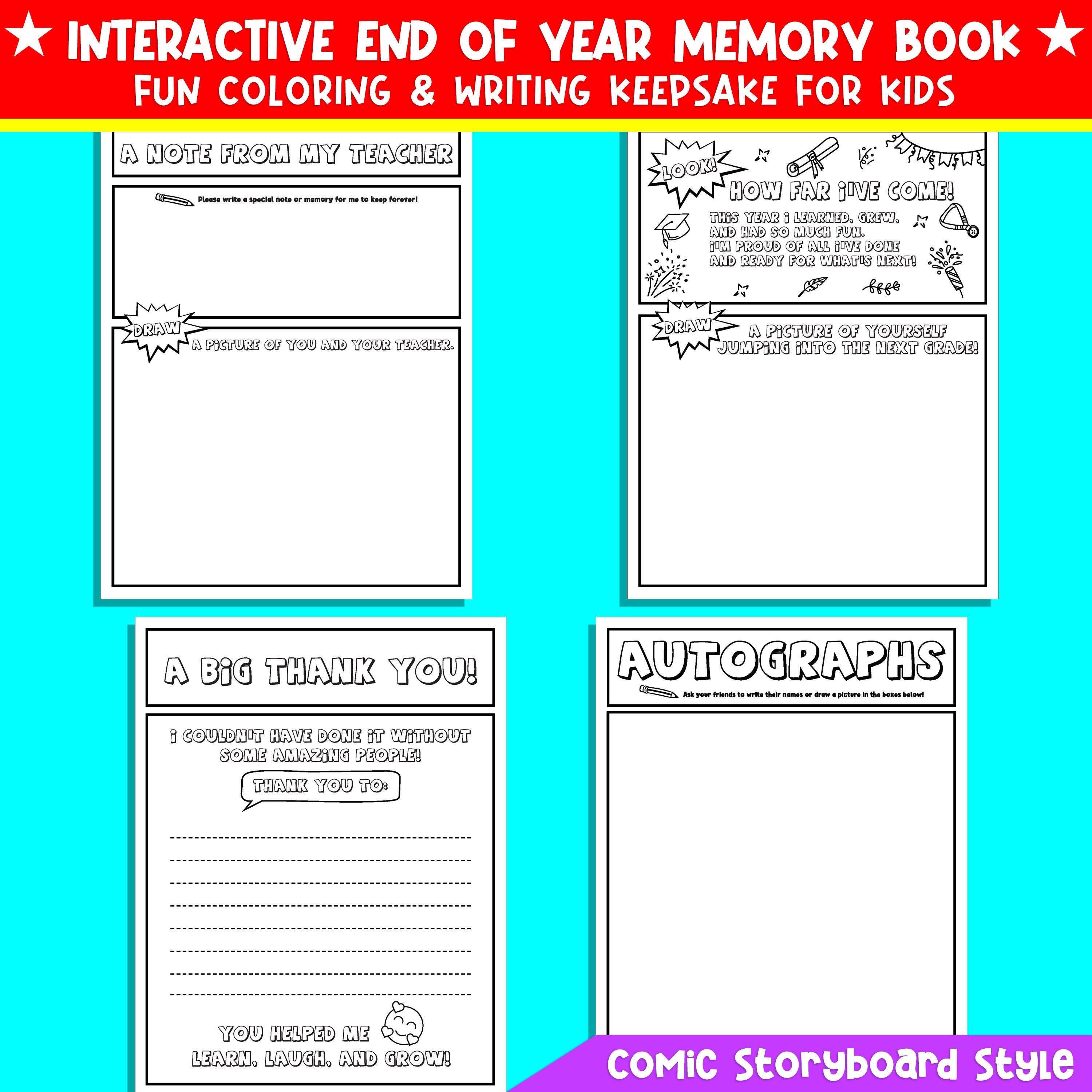 Sixth Grade (6th Grade) End of the Year Memory Book, Fun Comic Writing ...