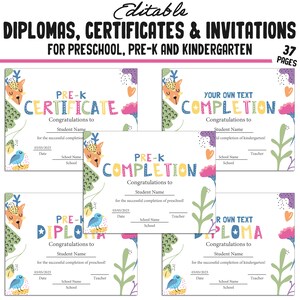 Preschool, Pre K, Kindergarten Graduation Certificates, Diplomas ...