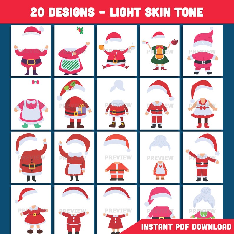 Printable Santa Claus & Mrs. Claus Body Templates, Add Your Face ...