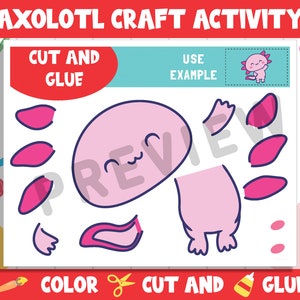 Cute Axolotl Craft Activity - Color, Cut, and Glue for Prek to 2nd ...