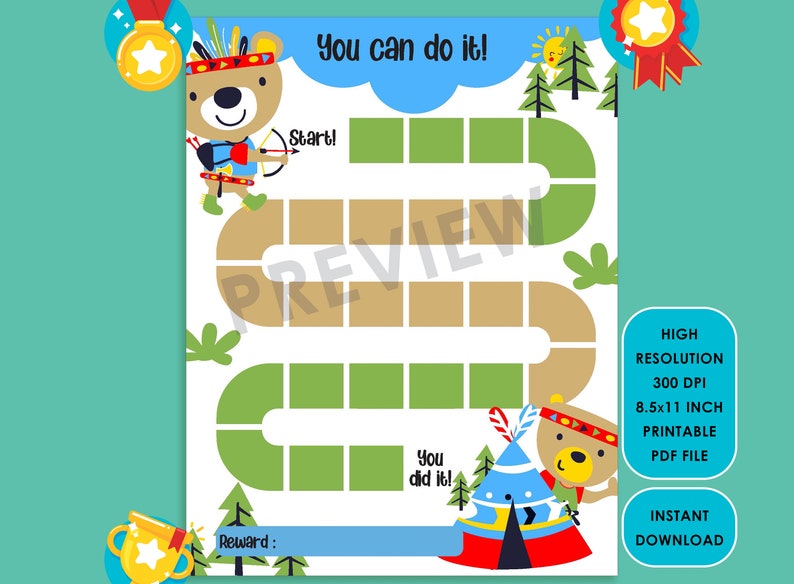 Printable Camping Animals Reward Chart for Kids: Encourage Positive ...