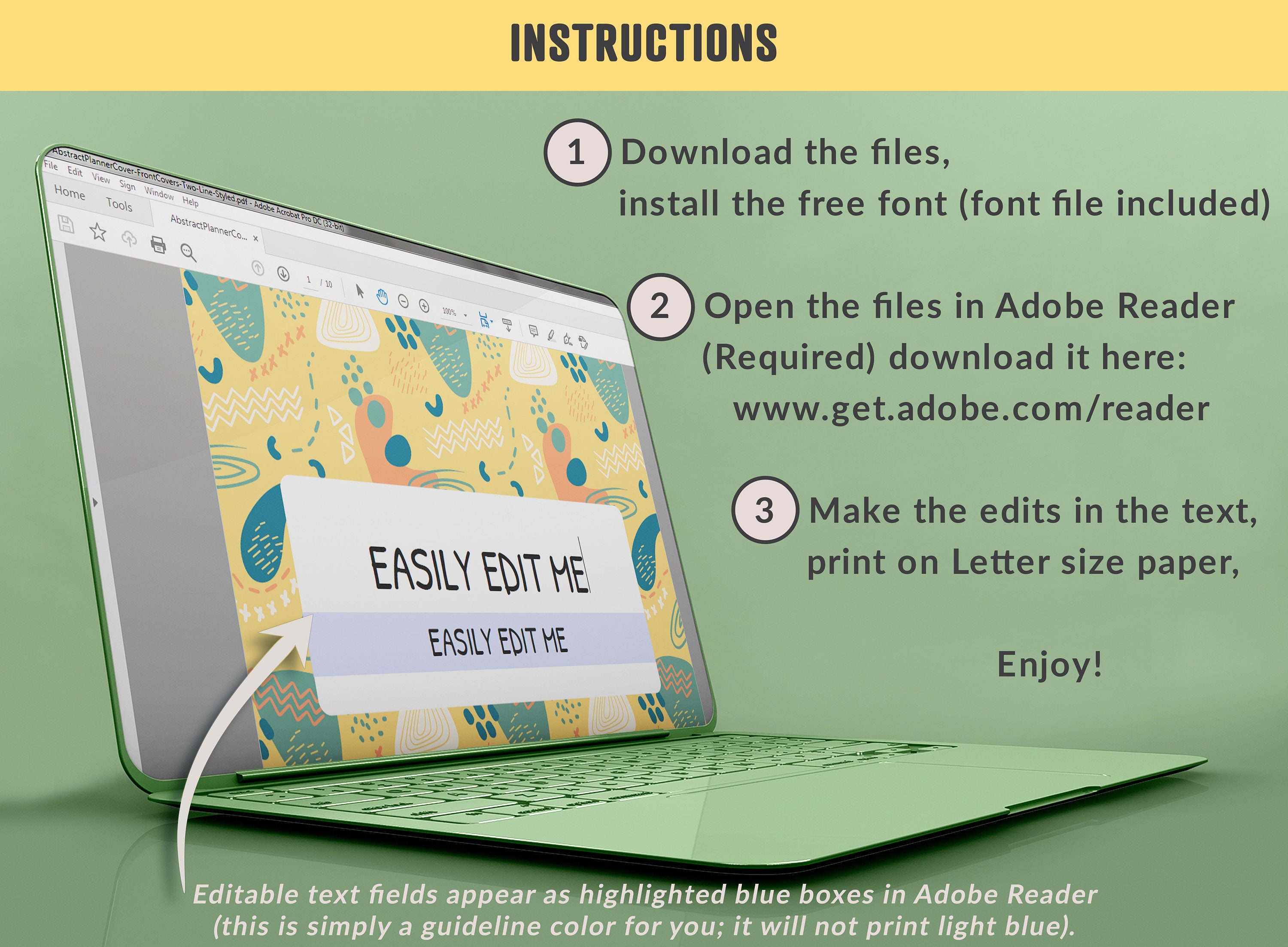 Abstract Planner Cover 10 Printable & Editable Binder - Etsy