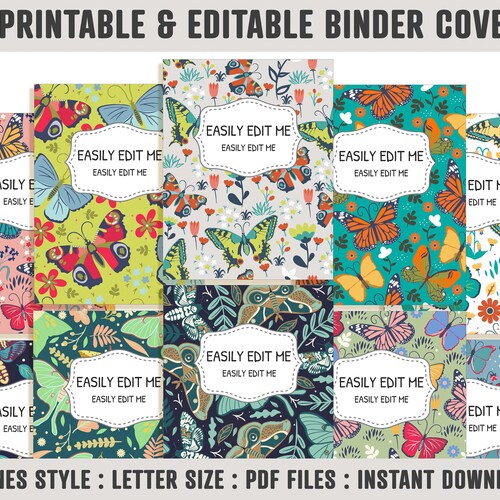 Binder Cover Printable 10 Coversspines Printable Editable - Etsy