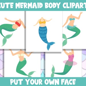 Cute Mermaid Body Clipart Collection for Prek to 6th Grade, 20 Pages ...
