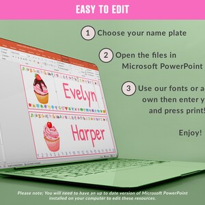 Student Desk Plates 30 Printable/editable Cupcake & Muffin Classroom ...