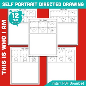 Self Portrait Directed Drawing for Kids: 12 Face Styles, Step-by-step ...