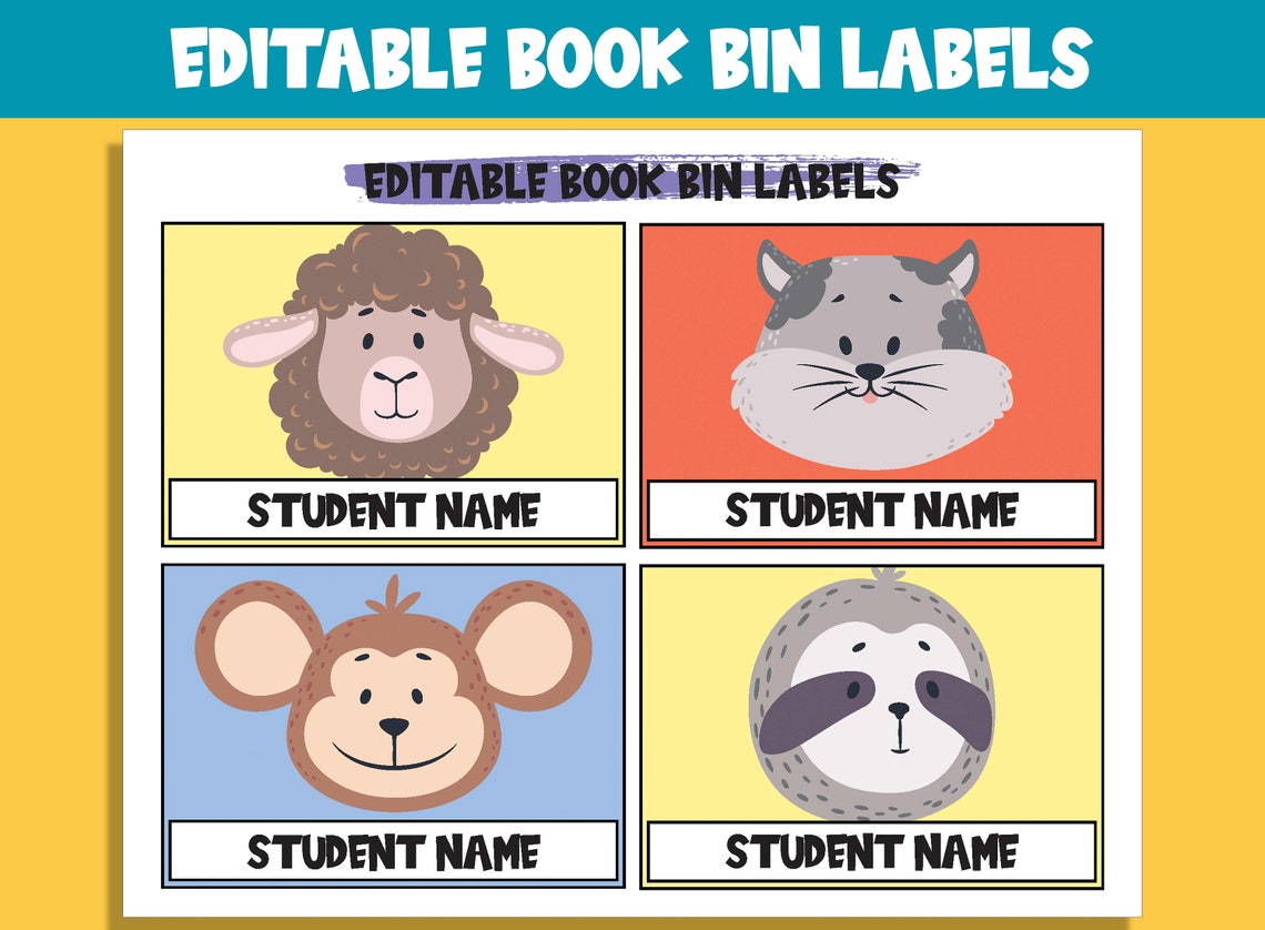 Editable Cute Animal Library Book Bin Labels: 16 Customizable - Etsy