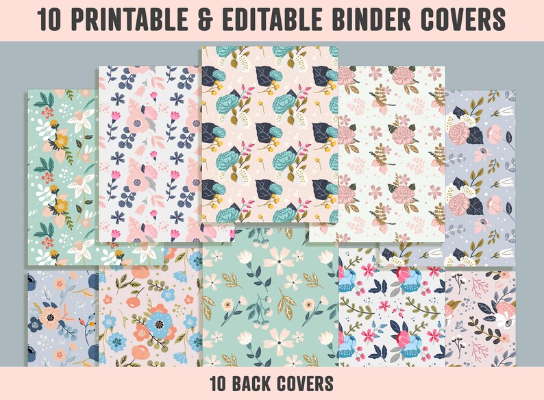 Flower Binder Cover 10 Printable & Editable Binder Covers - Etsy