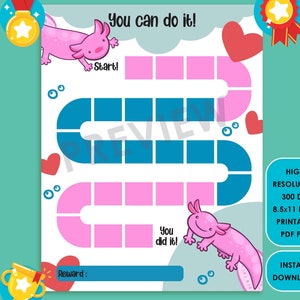 Printable Axolotl Reward Chart for Kids, Adorable and Fun Behavior ...